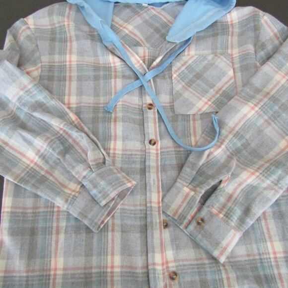 Unknown | Jackets & Coats | Womens Flannel Blue Plaid Button ...